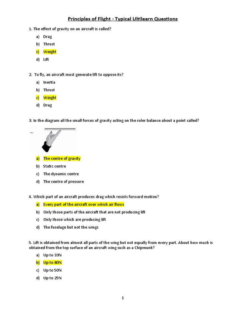 Typical Exam Questions With Answers 2 | PDF | Flight Control Surfaces ...