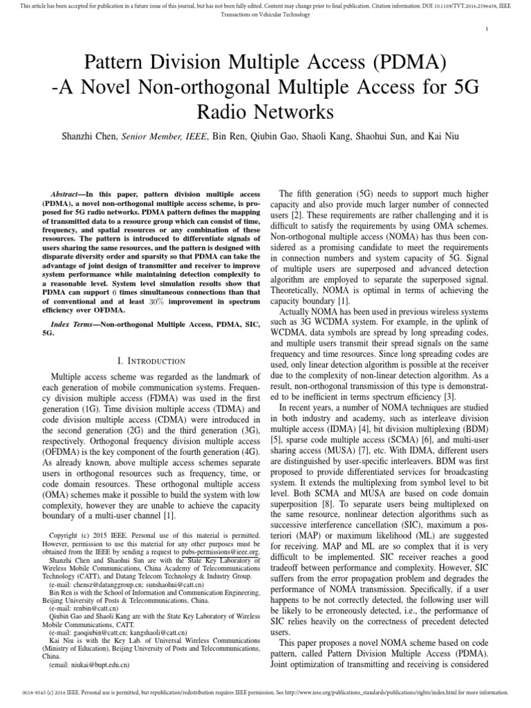Pattern Division Multiple Access (PDMA) - A Novel Non-Orthogonal ...