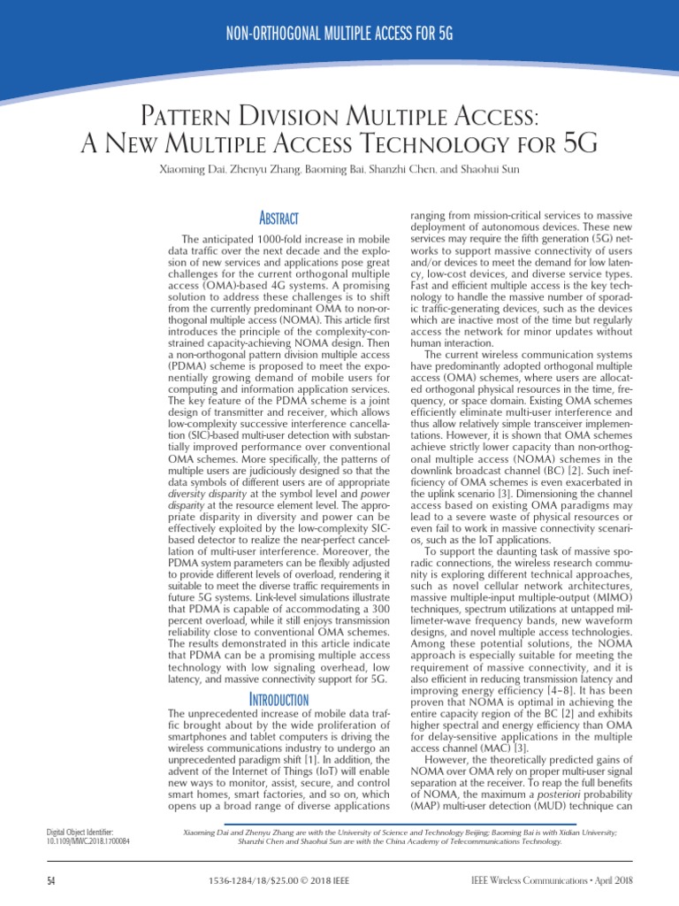 Pattern Division Multiple Access: A New Multiple Access Technology For 5G | PDF | Channel Access ...