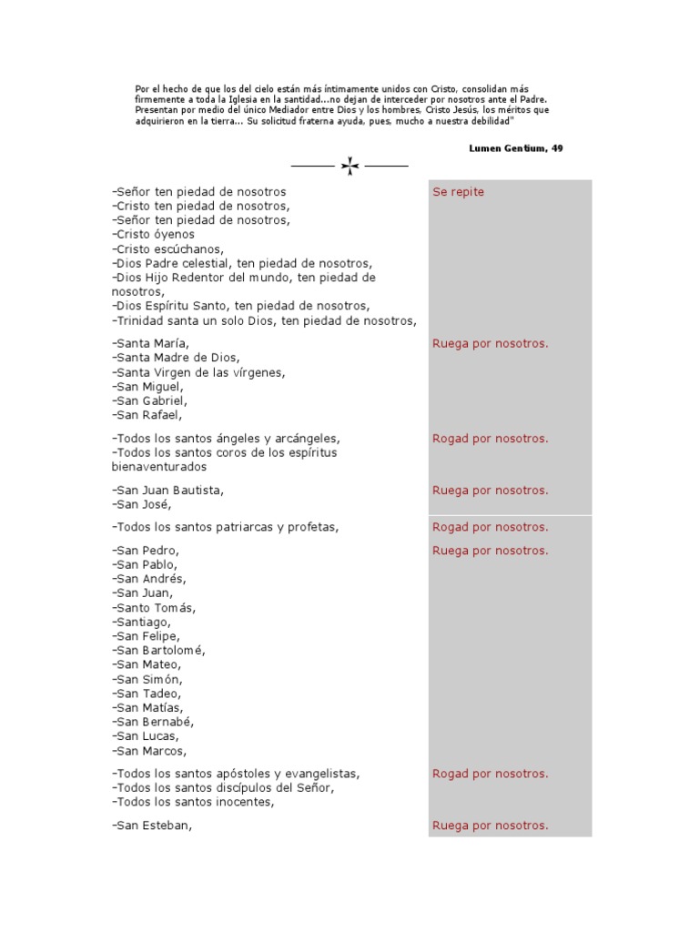 Letanias A Los Santos | PDF | María, madre de Jesús | Pecado