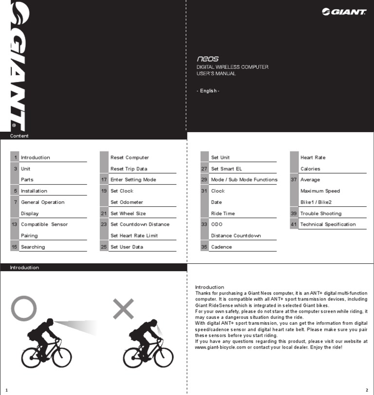 Giant Neos Computer User Manual | PDF | Clock | Heart Rate