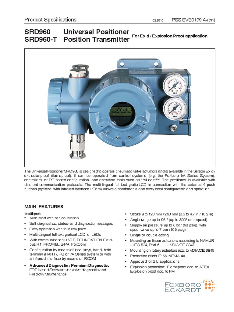 SRD960 Universal Positioner SRD960-T Position Transmitter: Product Specifications | PDF | Logic ...