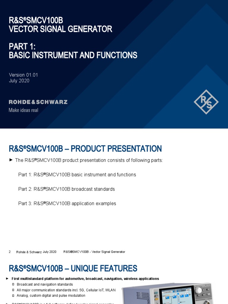 Part 1 SMCV100B Vector Signal Generator Product Presentation V01.01 ...