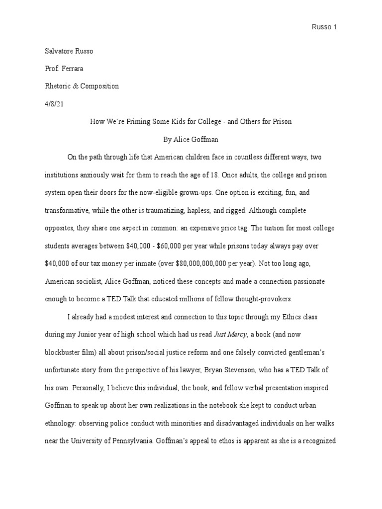 Ted Talk Rhetorical Analysis | PDF | Prison