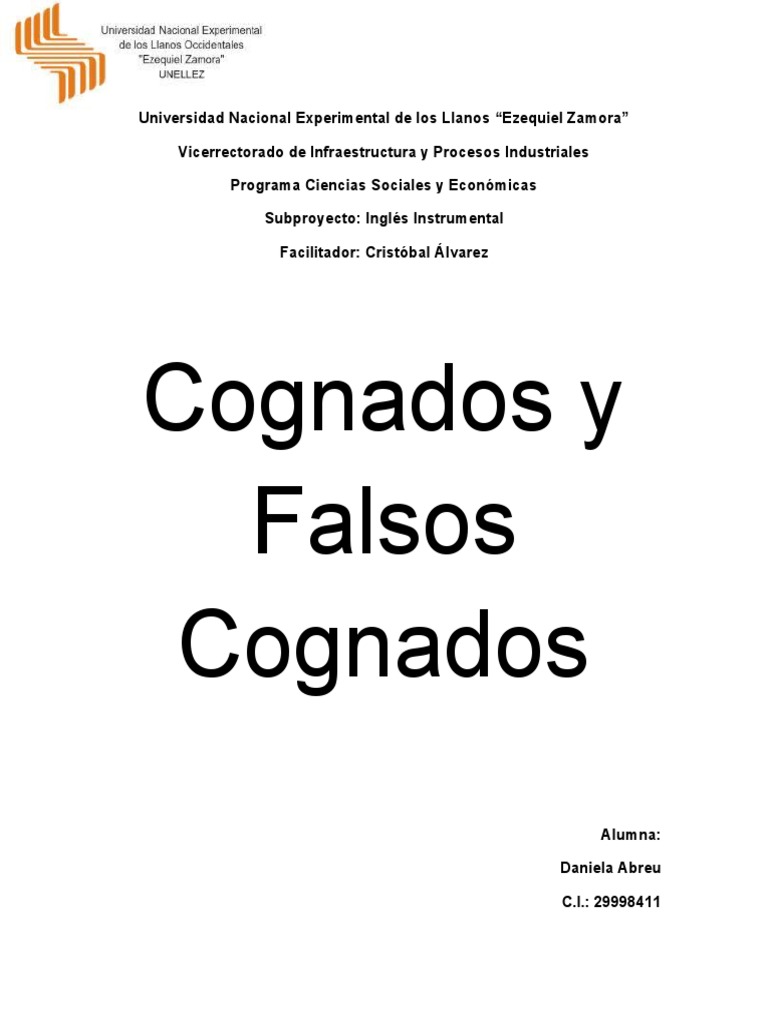 Cognados y Falsos Cognados | PDF | Idioma en Inglés | Palabra