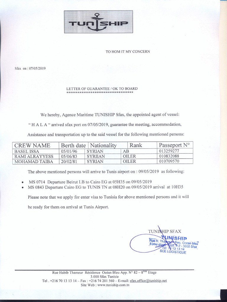Ok To Board MV Hala0001 | PDF