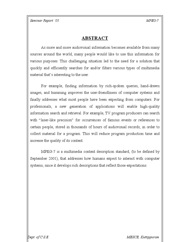 Seminar Report 03 Mpeg 7 Pdf Video Xml Schema