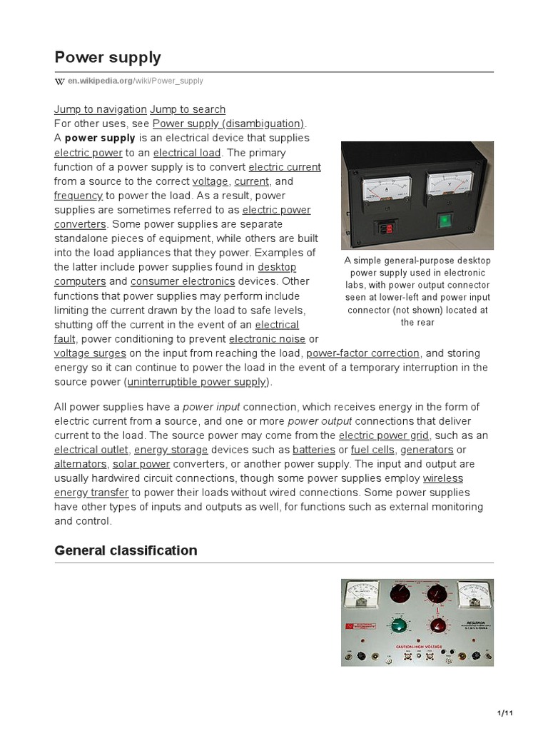 Power Supply: General Classification | PDF | Power Supply | Rectifier