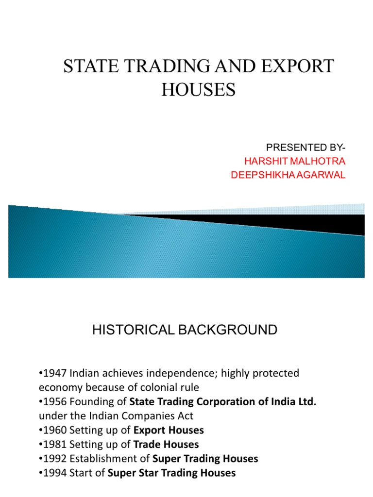 Export and Trading House | PDF | Trade | Exports