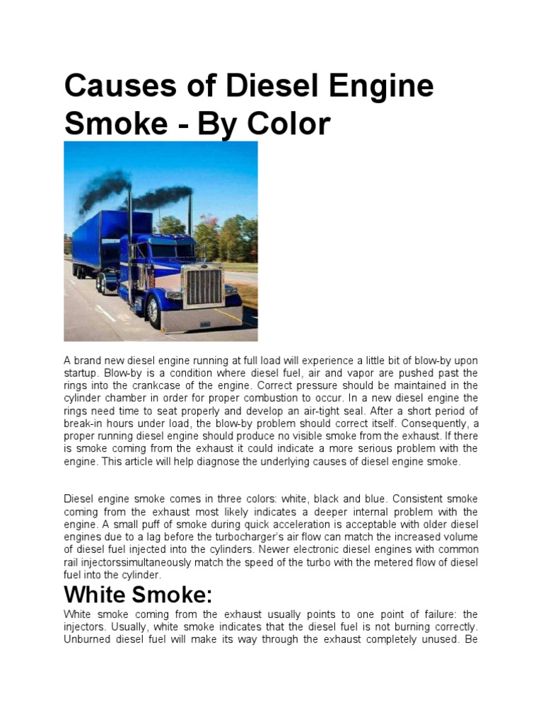Causes of Diesel Engine Smoke | PDF | Diesel Engine | Diesel Fuel