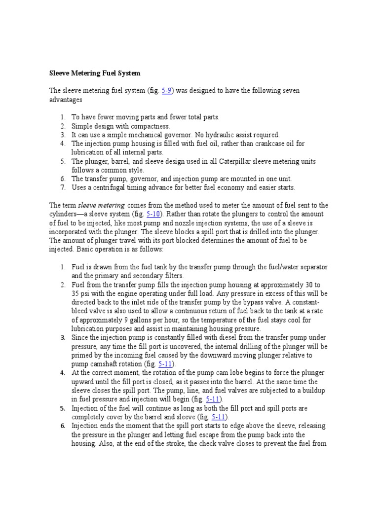 Sleeve Metering Fuel System | PDF | Fuel Injection | Pump
