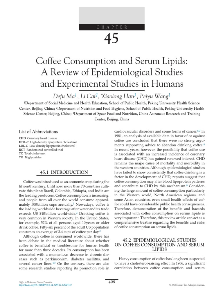 Coffee Consumption and Serum Lipids: A Review of Epidemiological ...
