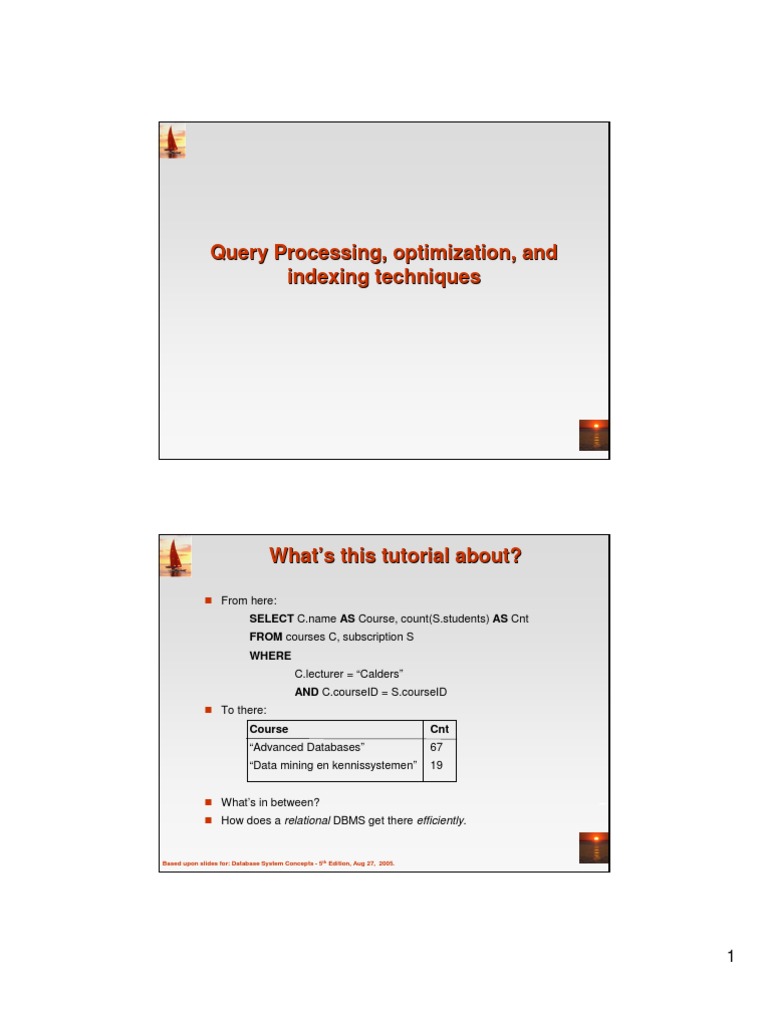 Query Processing Optimization And Indexing Techniques Pdf Database Index Computer Data