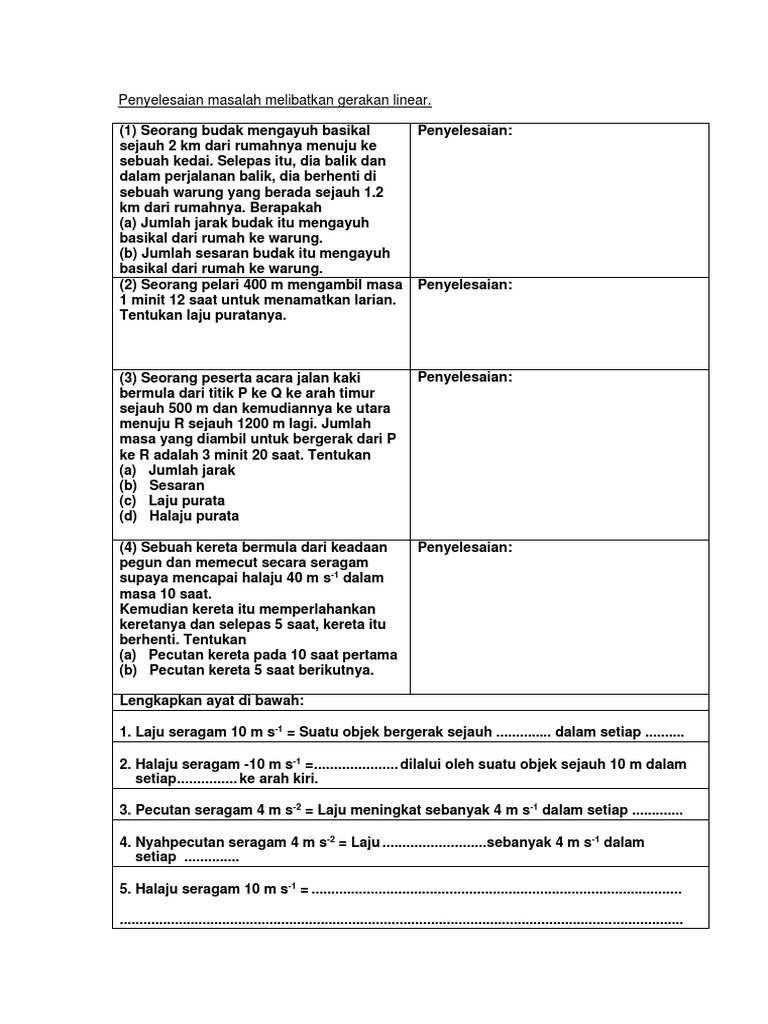 Latihan Gerakan Linear | PDF