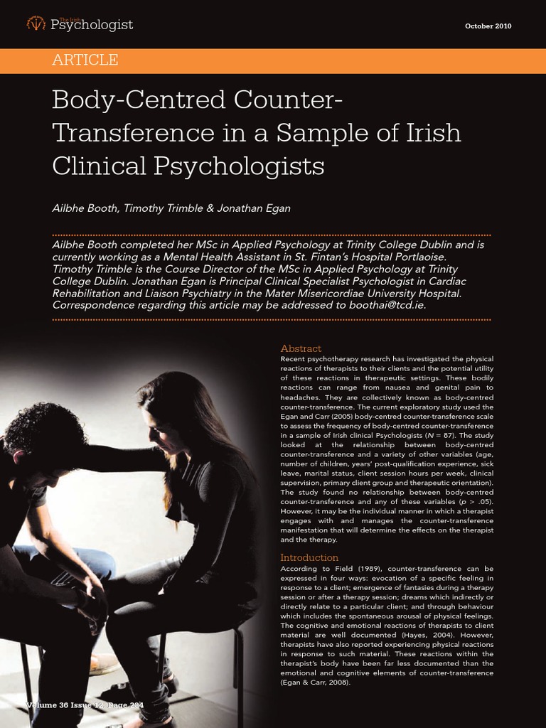 Body-Centred Counter-Transference in A Sample of Irish Clinical ...