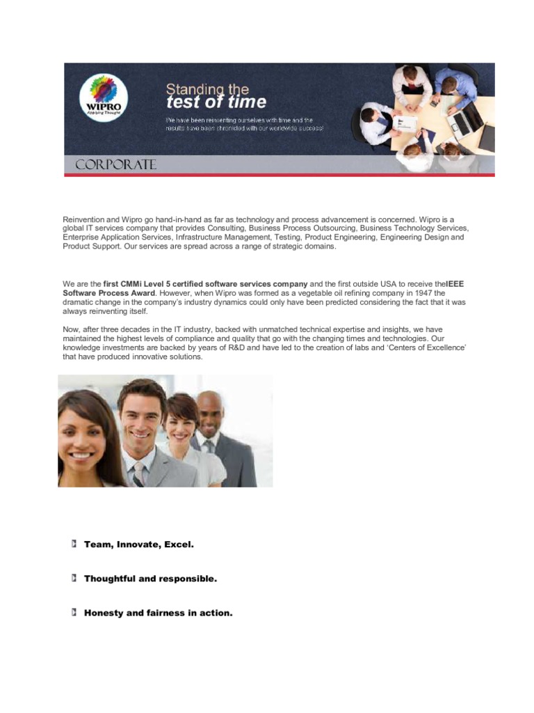 Wipro - Advance Corporate | PDF | Business | Computing