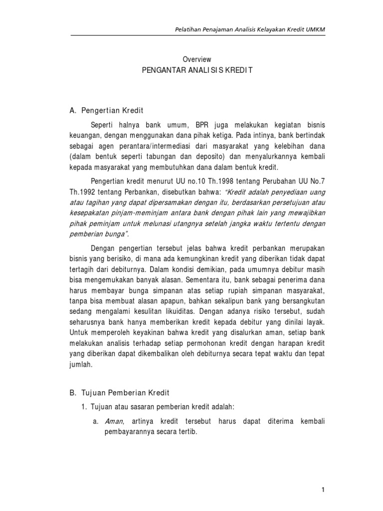 Materi Overview Pengantar Analisis Kredit | PDF | Bisnis | Pengelolaan ...