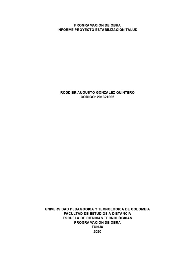 Proyecto Estabilizacion Talud (Final) | PDF | Informática y tecnología de la información