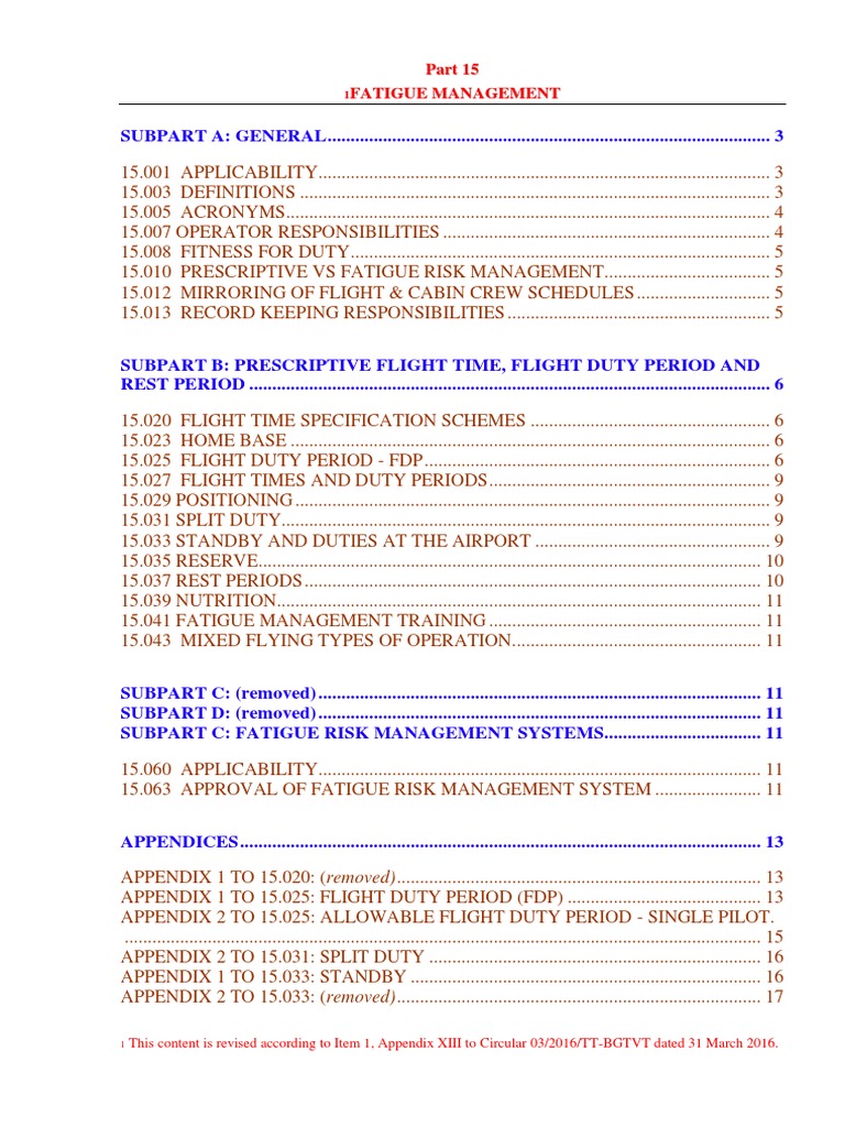 Vietnam Aviation Fatigue Management Guidelines | PDF | Flight Attendant ...
