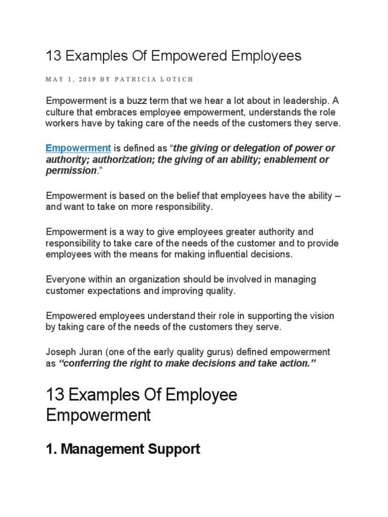 13 Examples of Empowered Employees | PDF | Empowerment | Mentorship