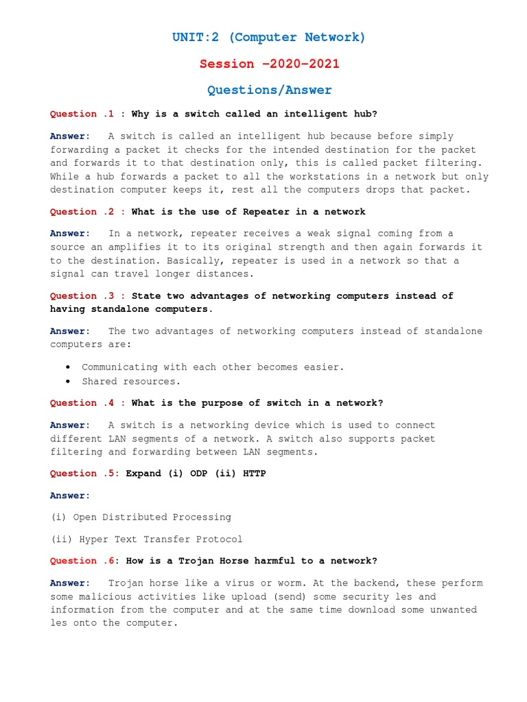 Computer Network Q - A Part-1 | PDF | Network Topology | Local Area Network
