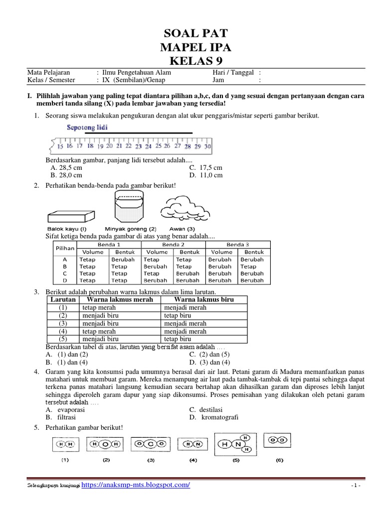 Soal Pat Ipa Kelas 9 (Anaksmp-Mts) | PDF