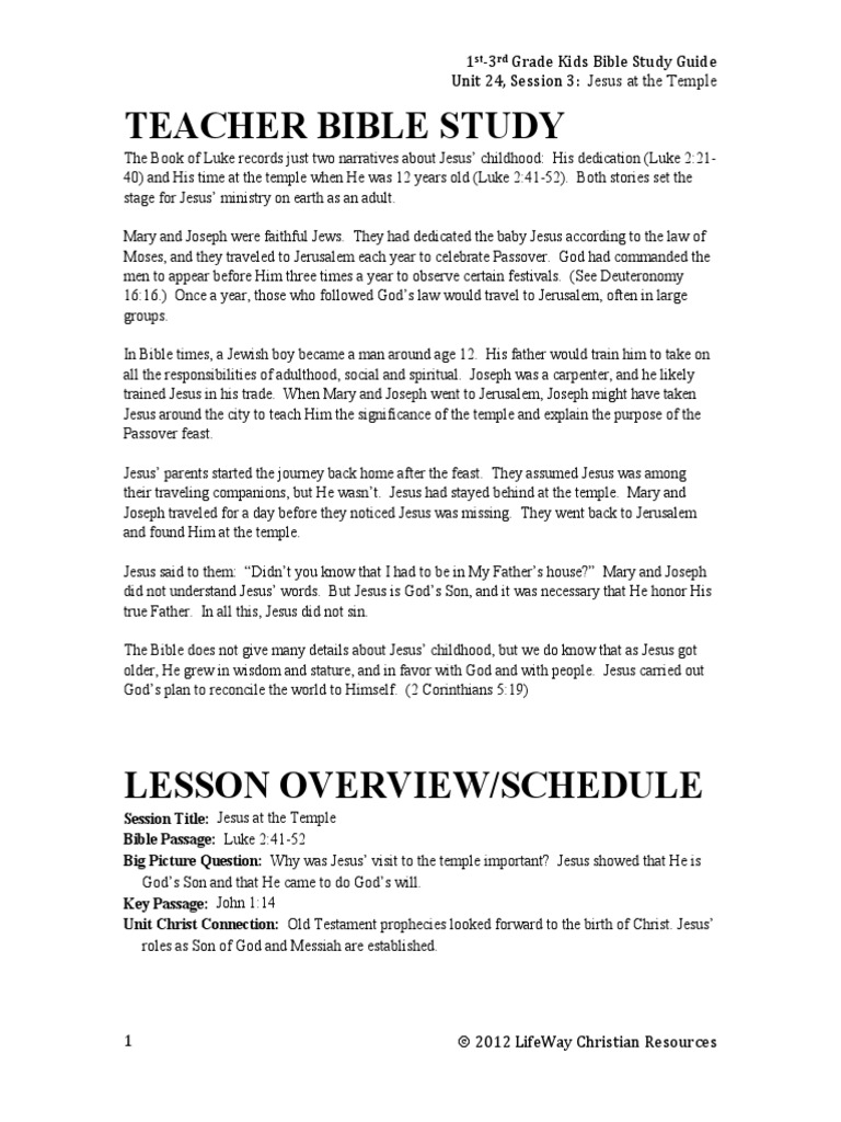 Teacher Bible Study: 1 - 3 Grade Kids Bible Study Guide Unit 24 ...