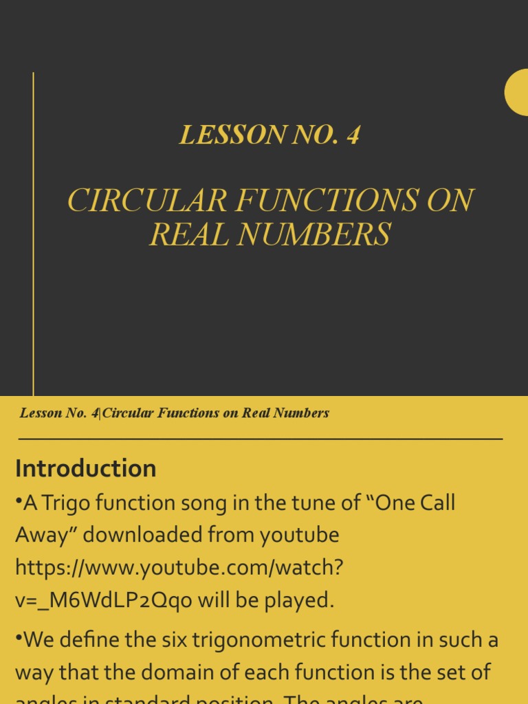 Final Lesson No. 4 (Circular Functions On Real Numbers) | PDF ...