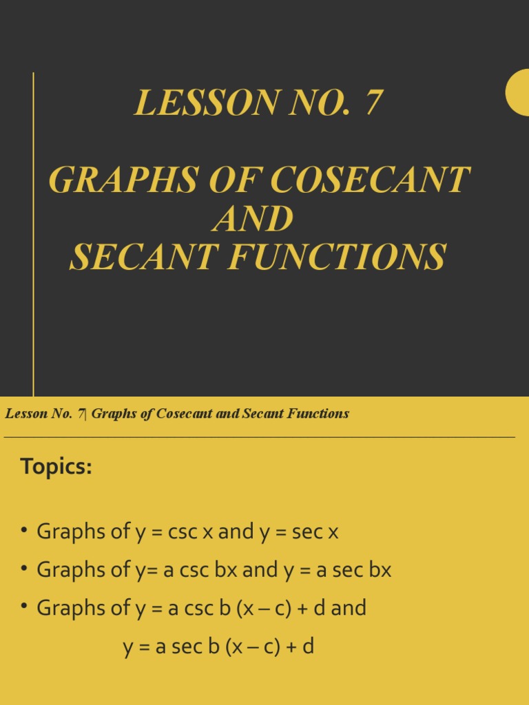 Final Lesson No. 7 (Graphs of Cosecant and Secant Functions) | PDF ...