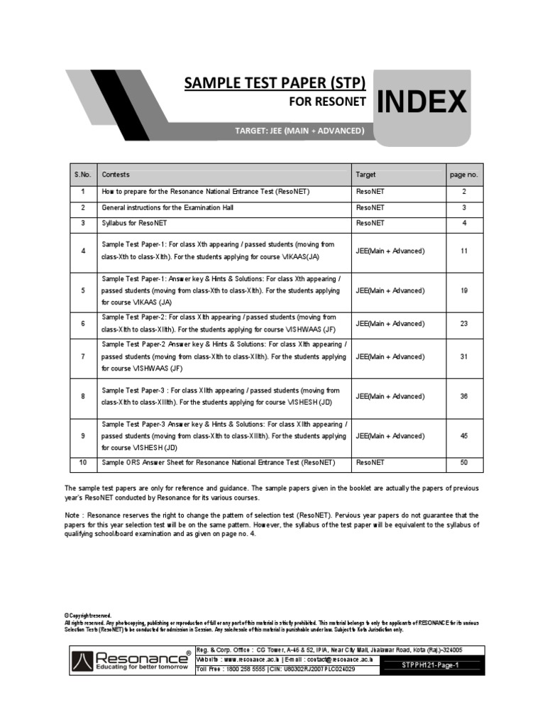Index: Sample Test Paper (STP) | PDF | Electrochemistry | Chemical Bond
