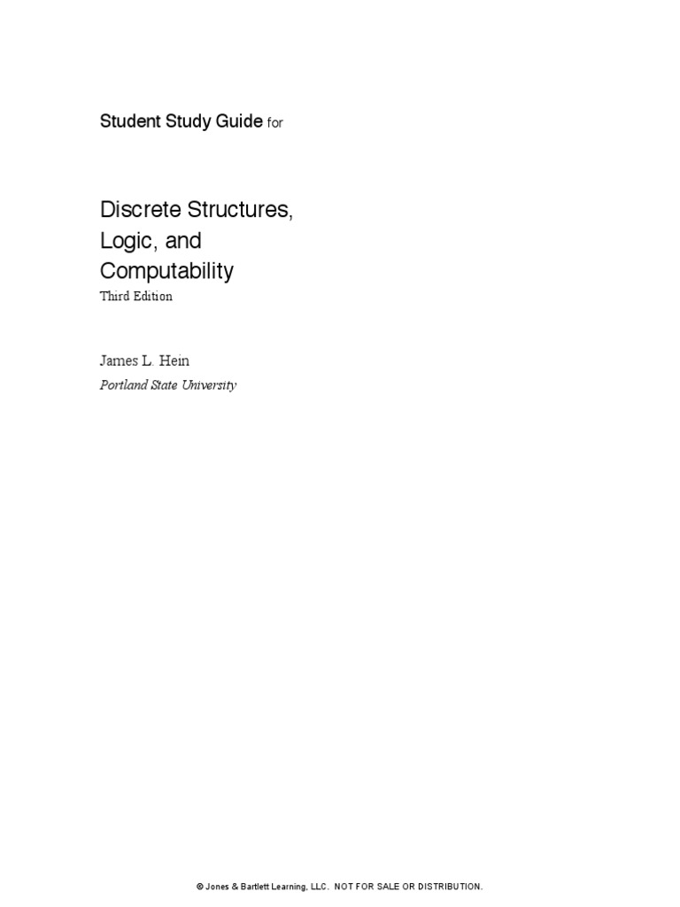 Discrete Structures, Logic, and Computability: Student Study Guide | PDF | First Order Logic ...