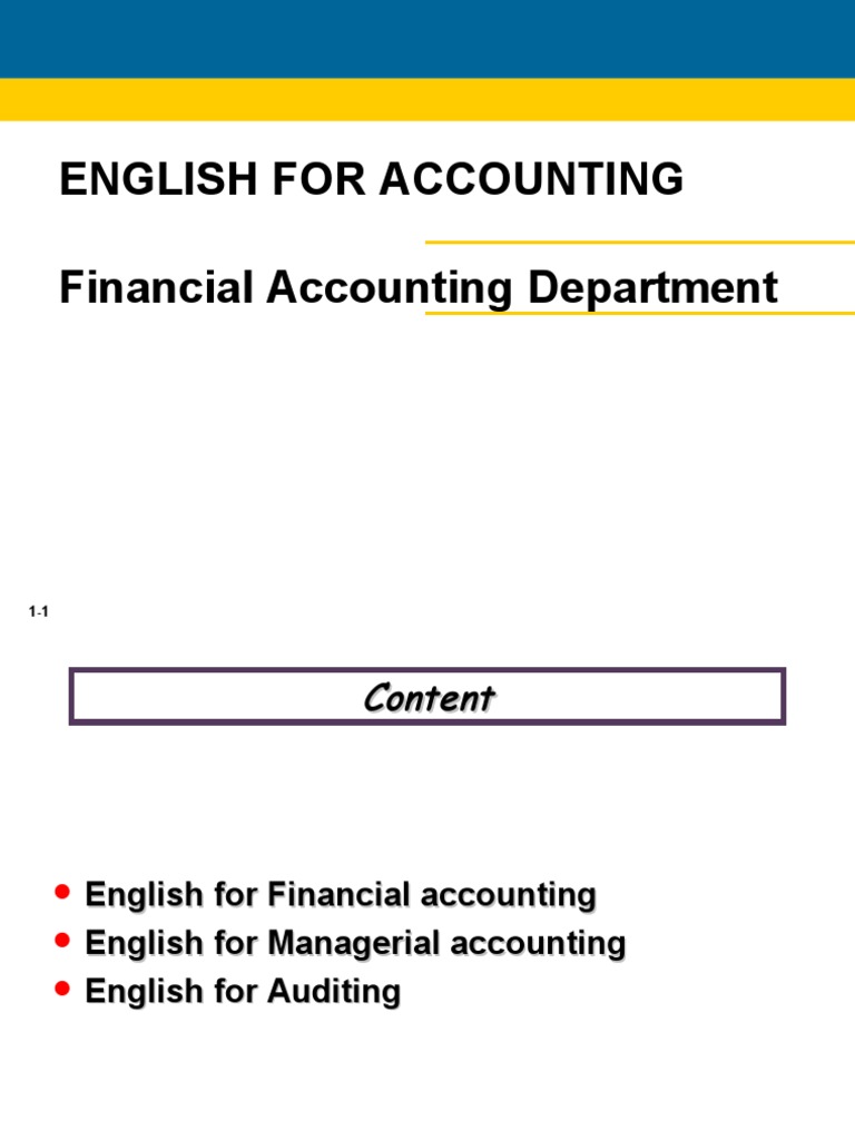 English For Accounting Financial Accounting Department | PDF | Debits ...