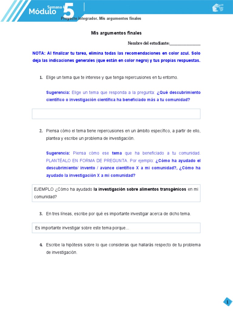 M5 - S4 - PROYECTO INTEGRADOR - Archivodeapoyo - 2019 | PDF | Ensayos ...