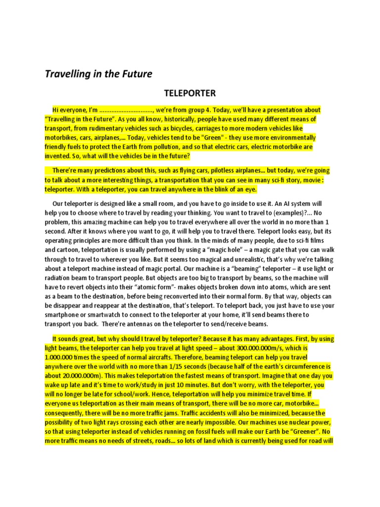 Travelling in The Future: Teleporter | PDF | Teleportation | Transport