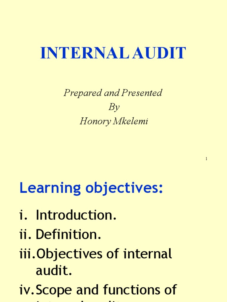 Auditing Internal Audit Presentation | PDF | Internal Control | Audit