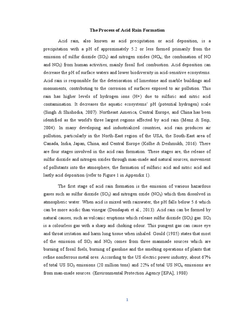 The Process of Acid Rain Formation | PDF | Sulfur Dioxide | Nitrogen ...
