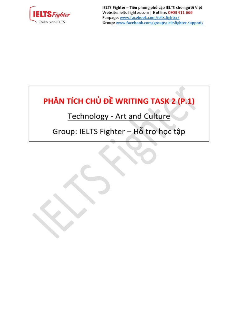 Phân tích chủ đề IELTS Writing Task 2 - Technology - Art and Culture | PDF