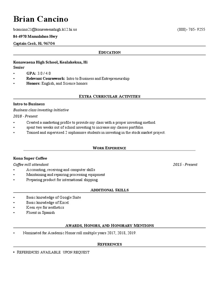 Brian Cancino's Resume/CV | PDF