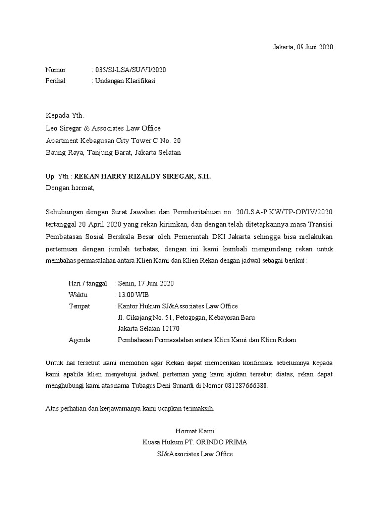 Draft Tanggapan Somasi | PDF