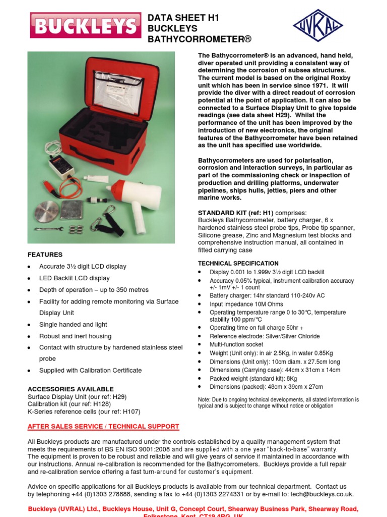 Buckleys BathyCorrometer H1n10 | PDF | Backlight | Corrosion