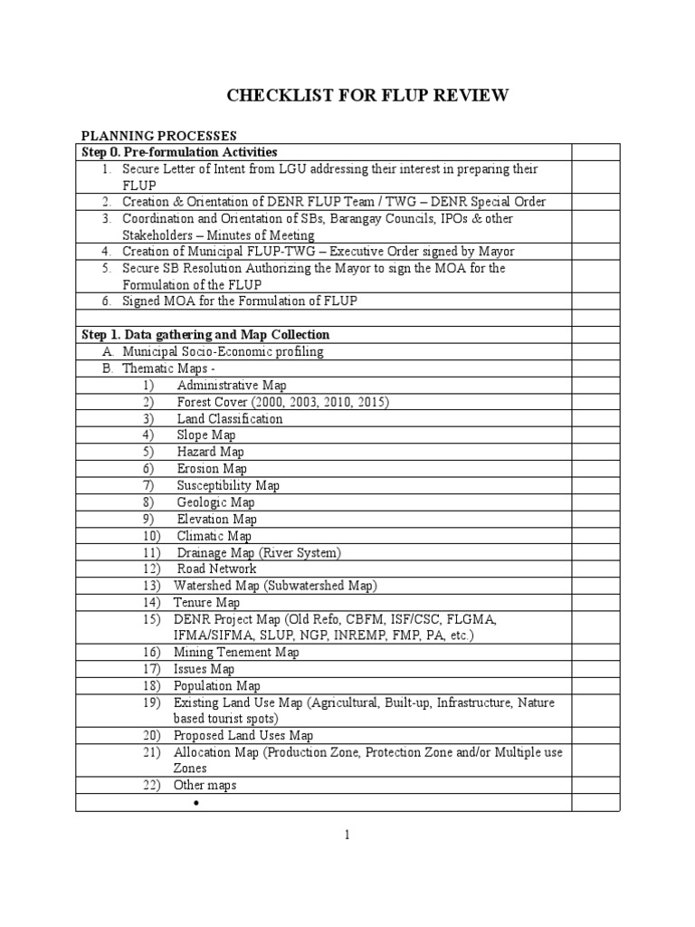 FLUP Checklist For Review and Outline Guide | PDF | Forests ...