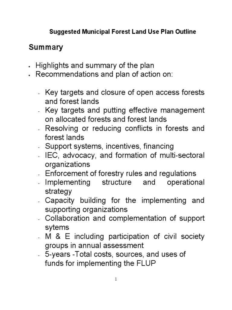 Revised Suggested Municipal Forest Land Use Plan Outline | PDF ...