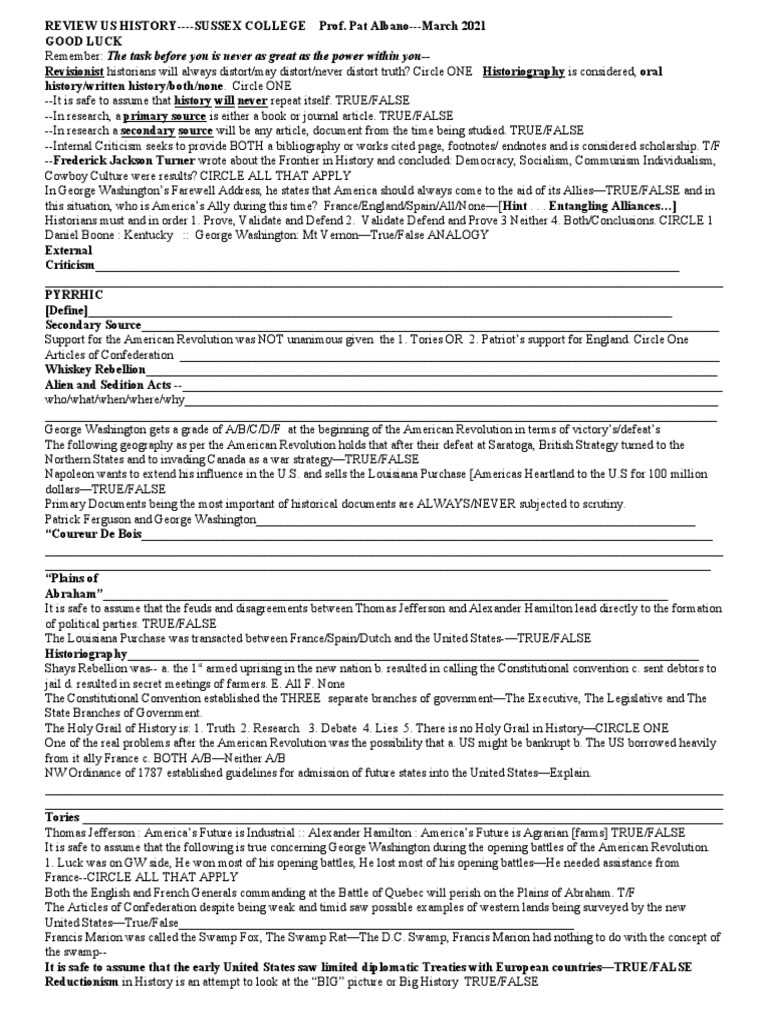 Review US Hist 105 Sussex 2021 | PDF | American Revolution | Louisiana ...