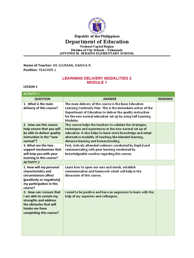 Department of Education: Republic of The Philippines | PDF | Teachers ...