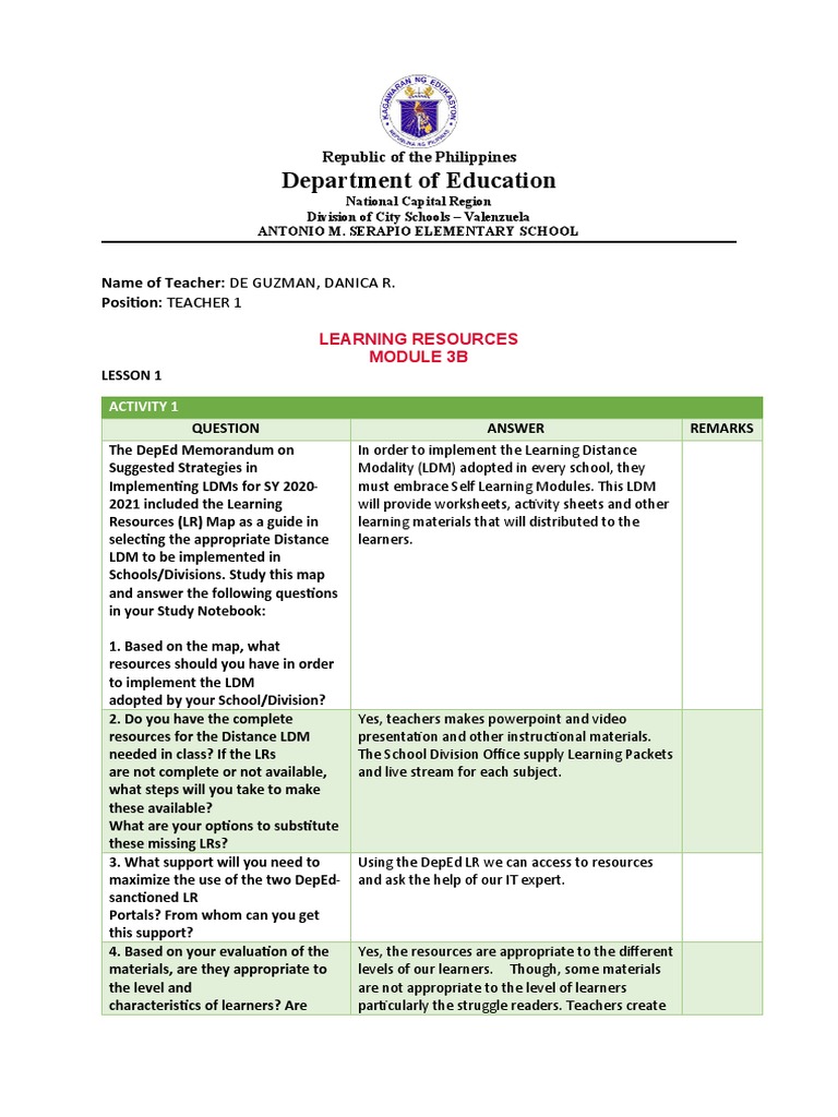 Department of Education: Republic of The Philippines | PDF ...