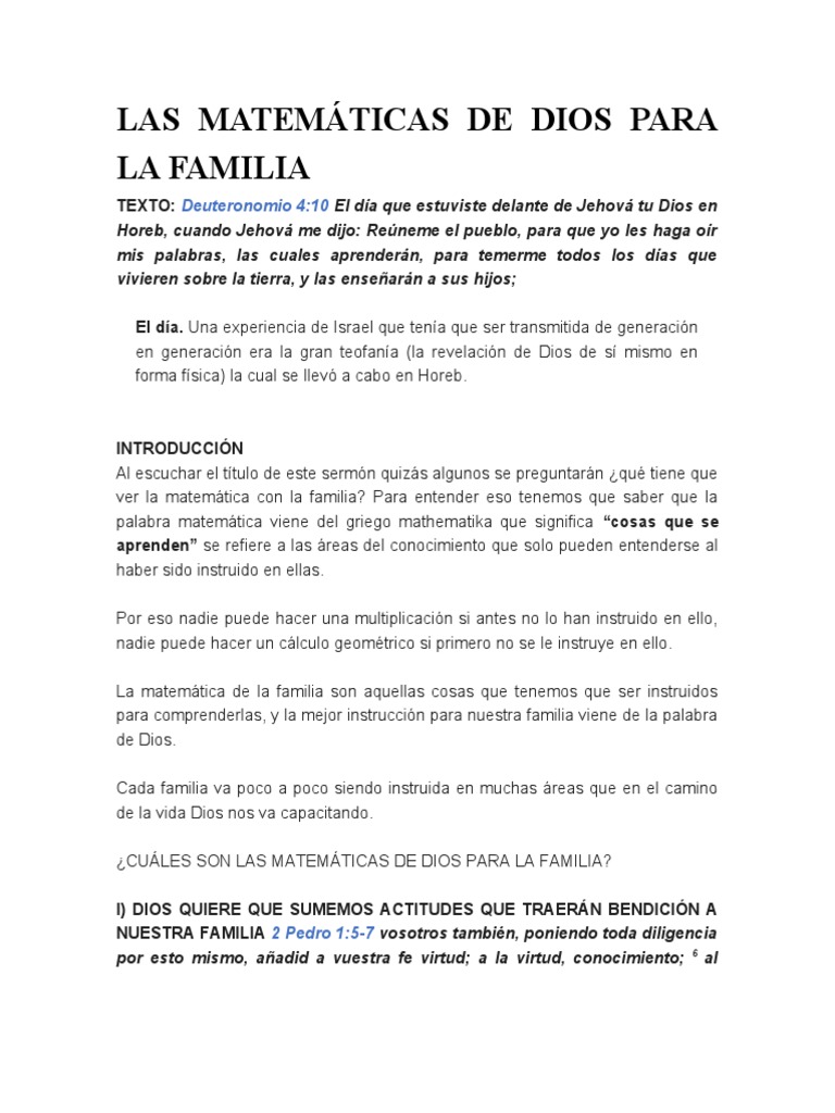 Las Matemáticas de Dios para La Familia | PDF | Moisés | Amor