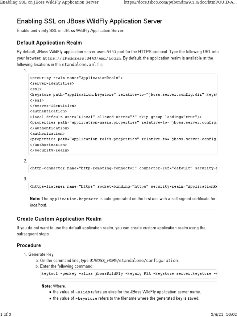 Enabling SSL On JBoss WildFly Application Server | PDF | Transport Layer Security | Public Key ...