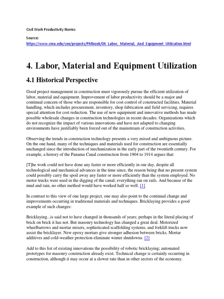 Civil Work Productivity Norms | PDF | Trade Union | Labour Economics
