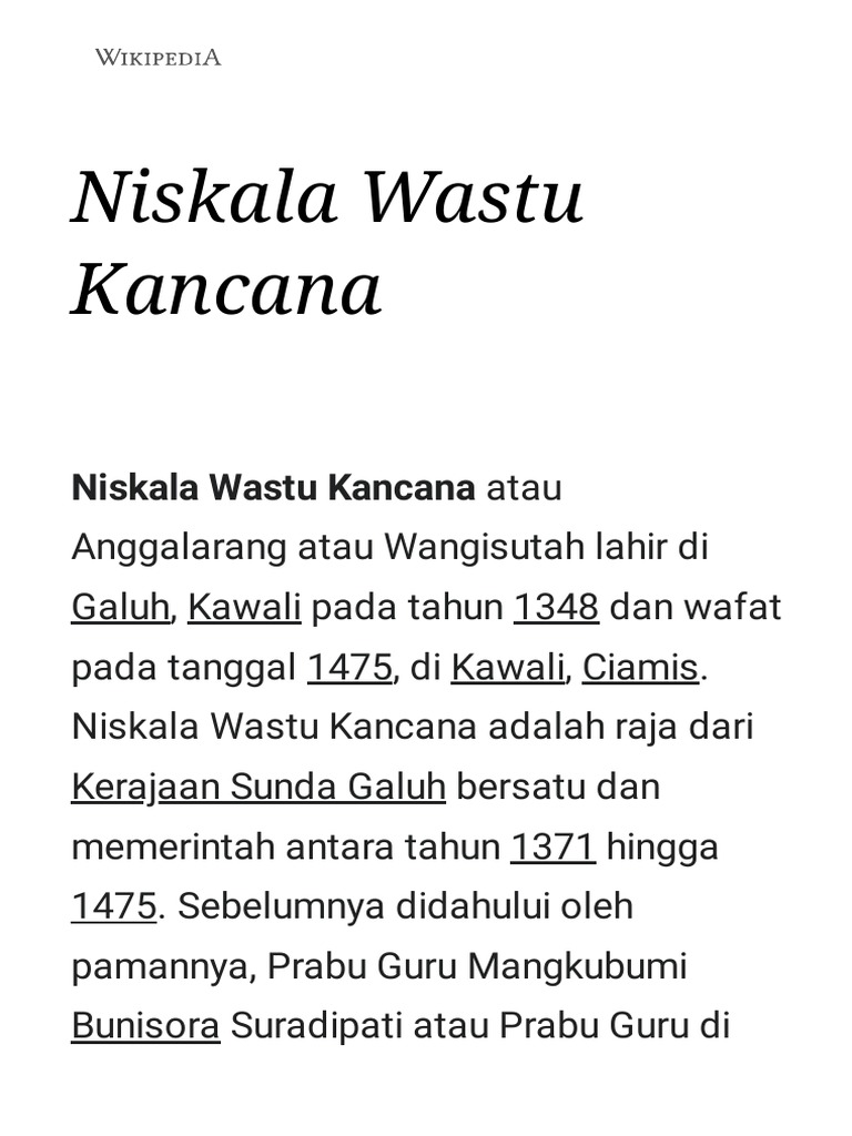 Biografi Prabu Niskala Wastu Kancana | PDF | Agama & Spiritualitas