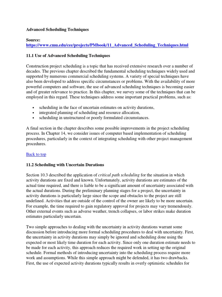 Advanced Scheduling Techniques Pdf Scheduling Production Processes Correlation And